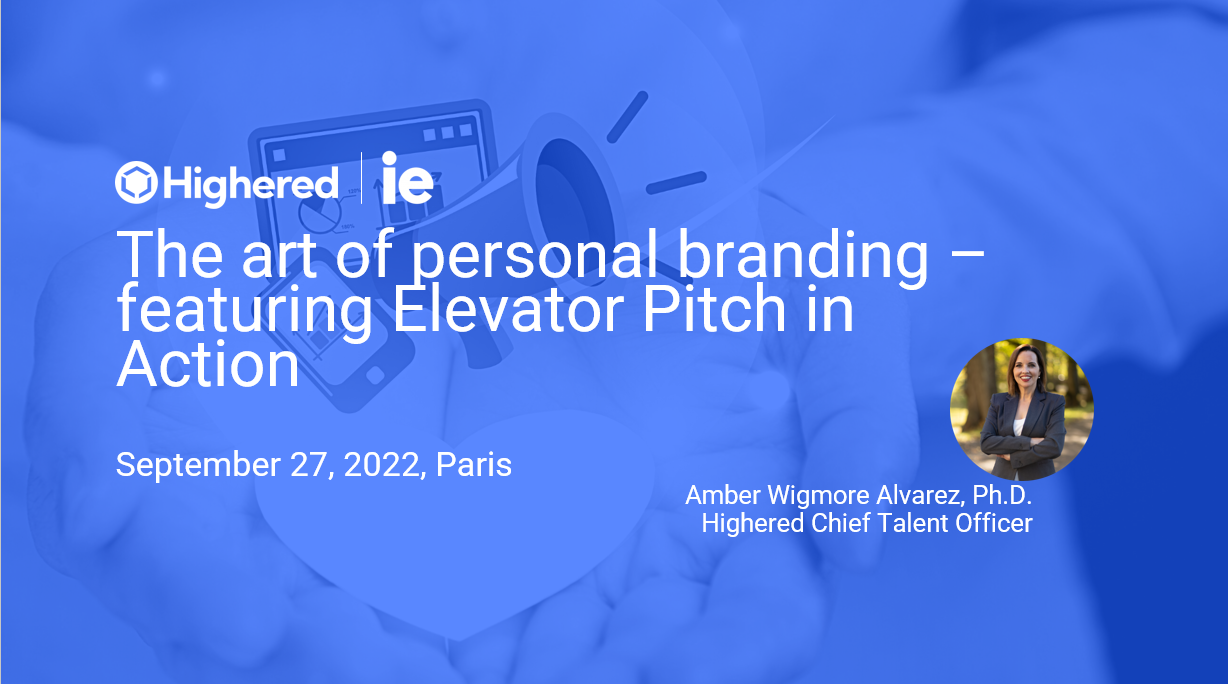 Workshop : “The art of personal branding – featuring Elevator Pitch in ...